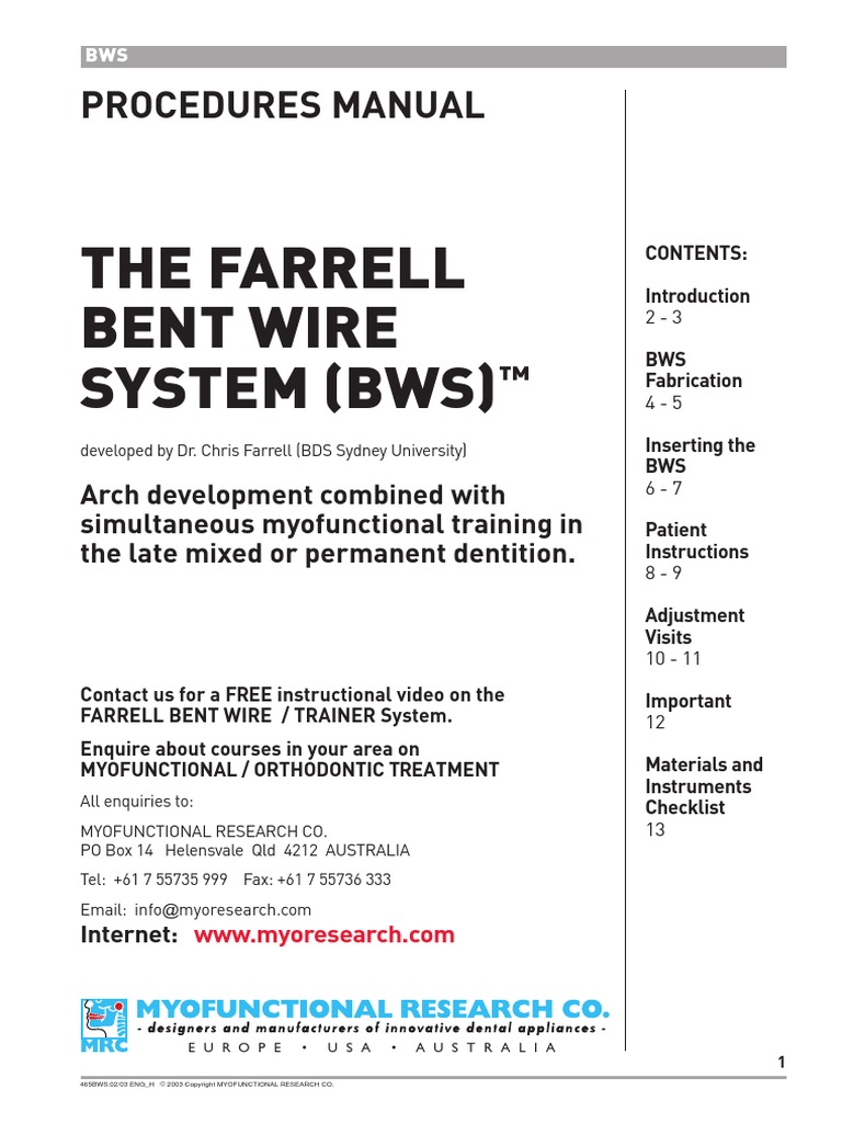 BWS-FARRELL Bent Wire System | PDF