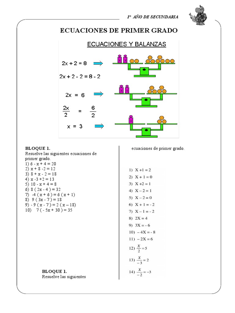 Ecuaciones de Primer Grado | PDF