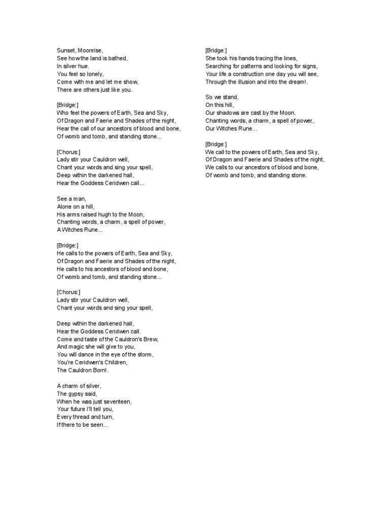 The Cauldron Born - Damh The Bard | PDF