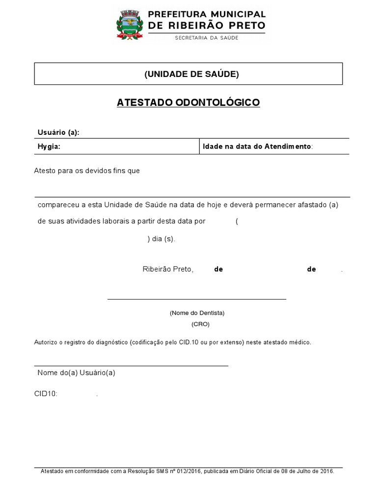 Atestado Odontologico Com Cid Fora Sistema - 2018 | PDF