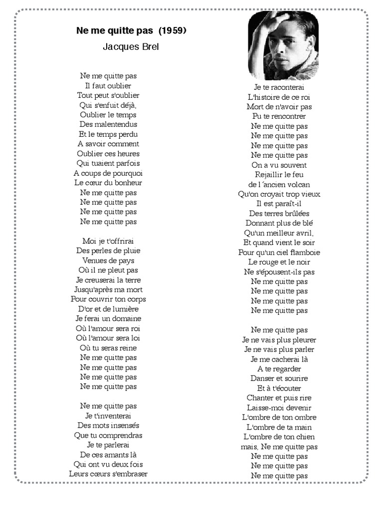 Paroles de "Ne me quitte pas" de Brel | PDF | Classiques