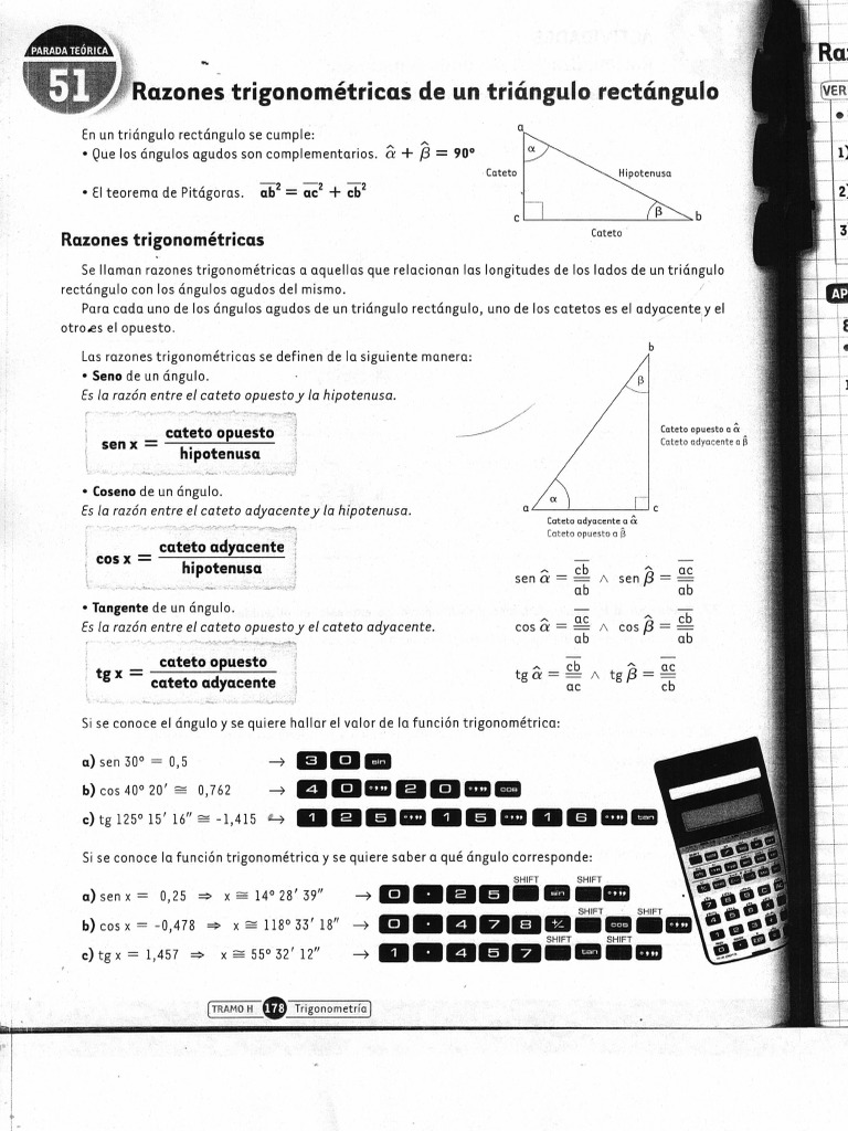Razones Trigonometricas De Un Triangulo Rectangulo Pdf