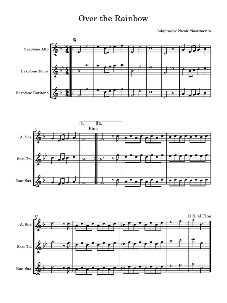 Over - The - Rainbow 1a Voz Saxofones | PDF