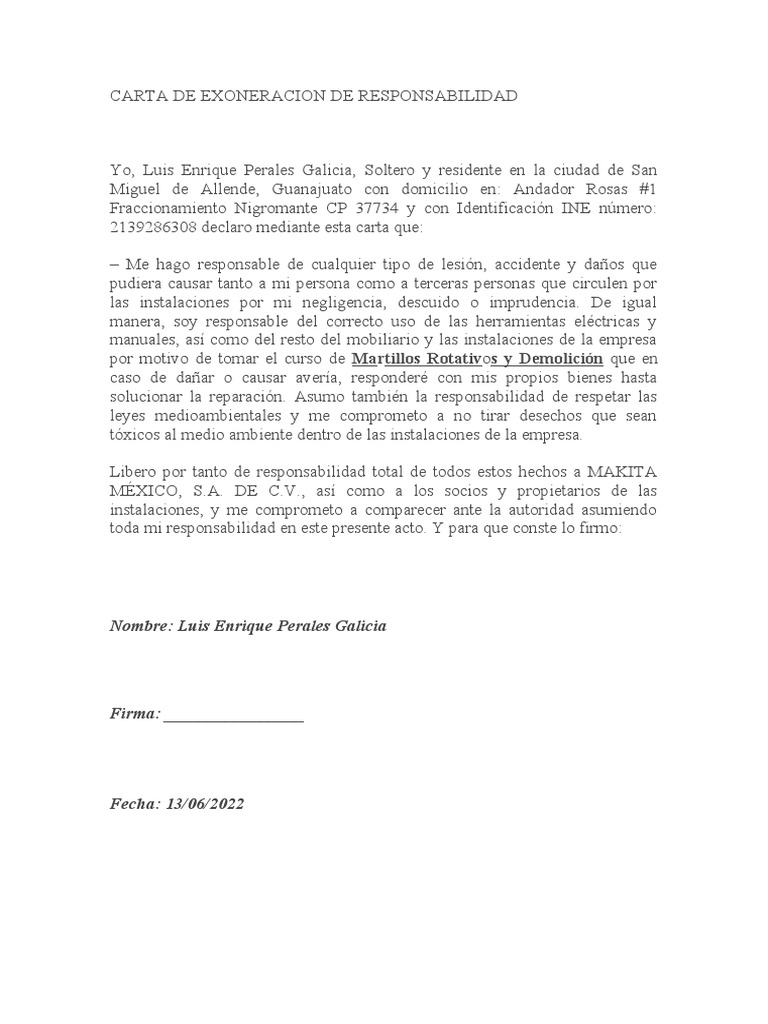 Carta de Exoneración | PDF