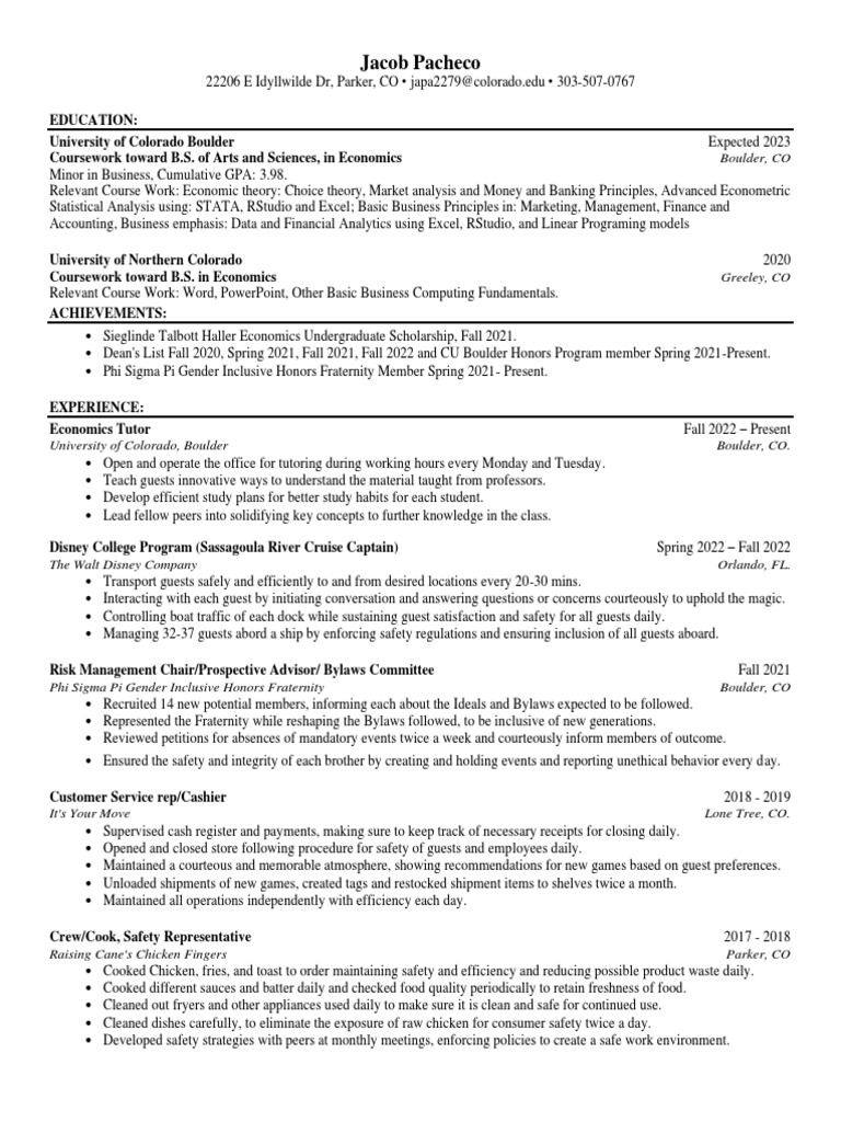 Pacheco Jacob Resume | Download Free PDF | Economics | Economies