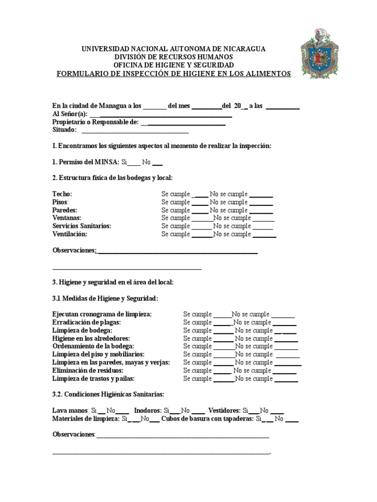 Formato de Inspección Comedor | PDF | Lavado de manos | Higiene