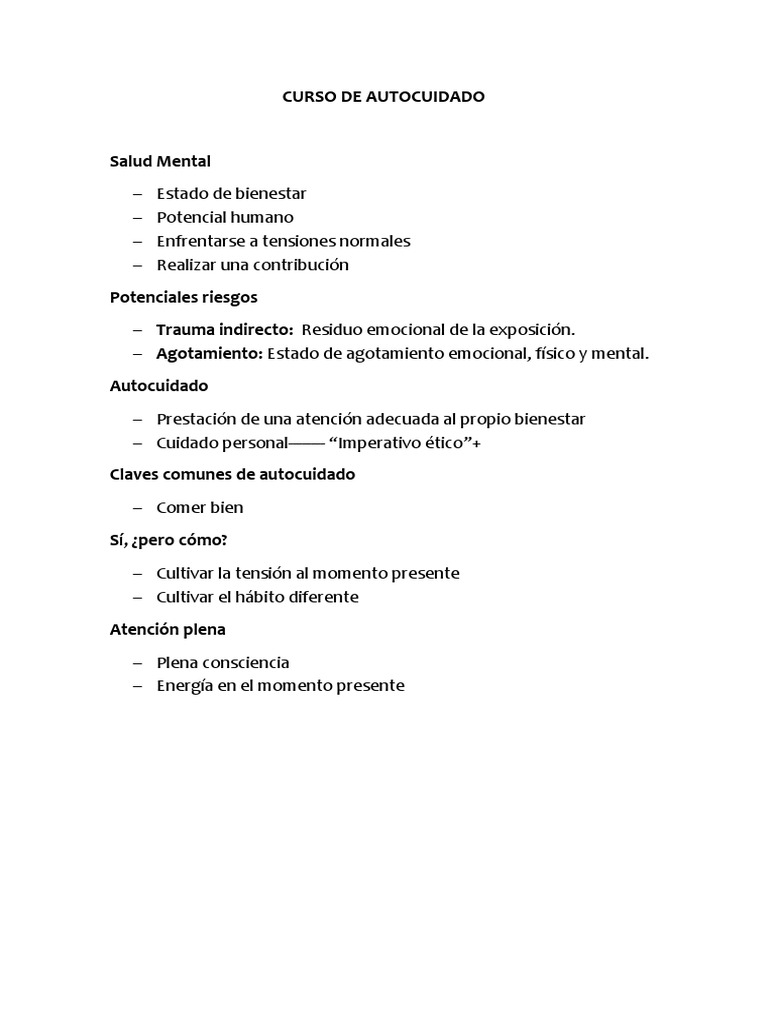 Curso de Autocuidado | PDF