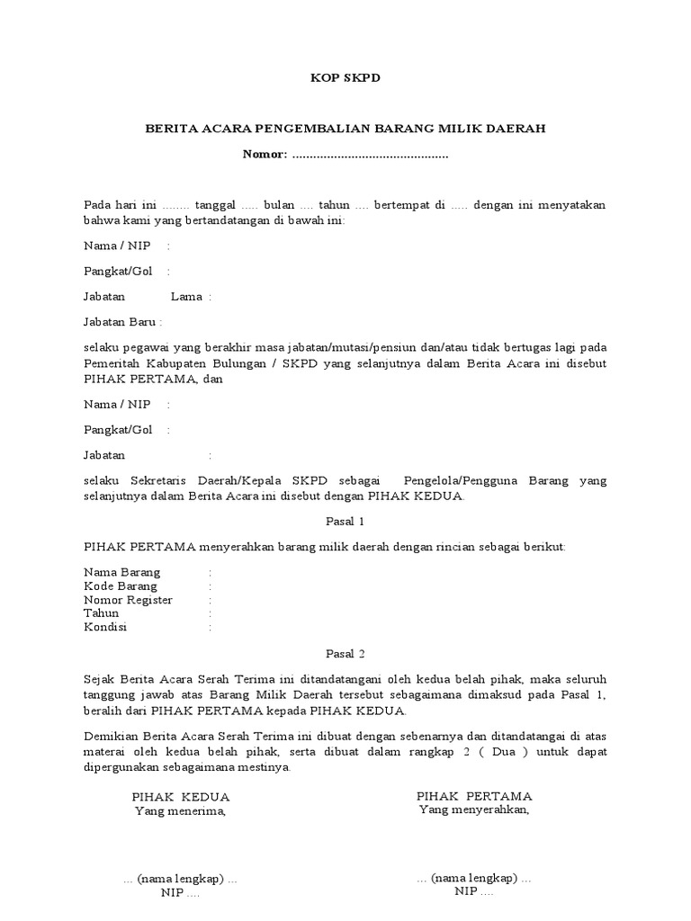 2023-01-20-BAST Pengembalian BMD | PDF