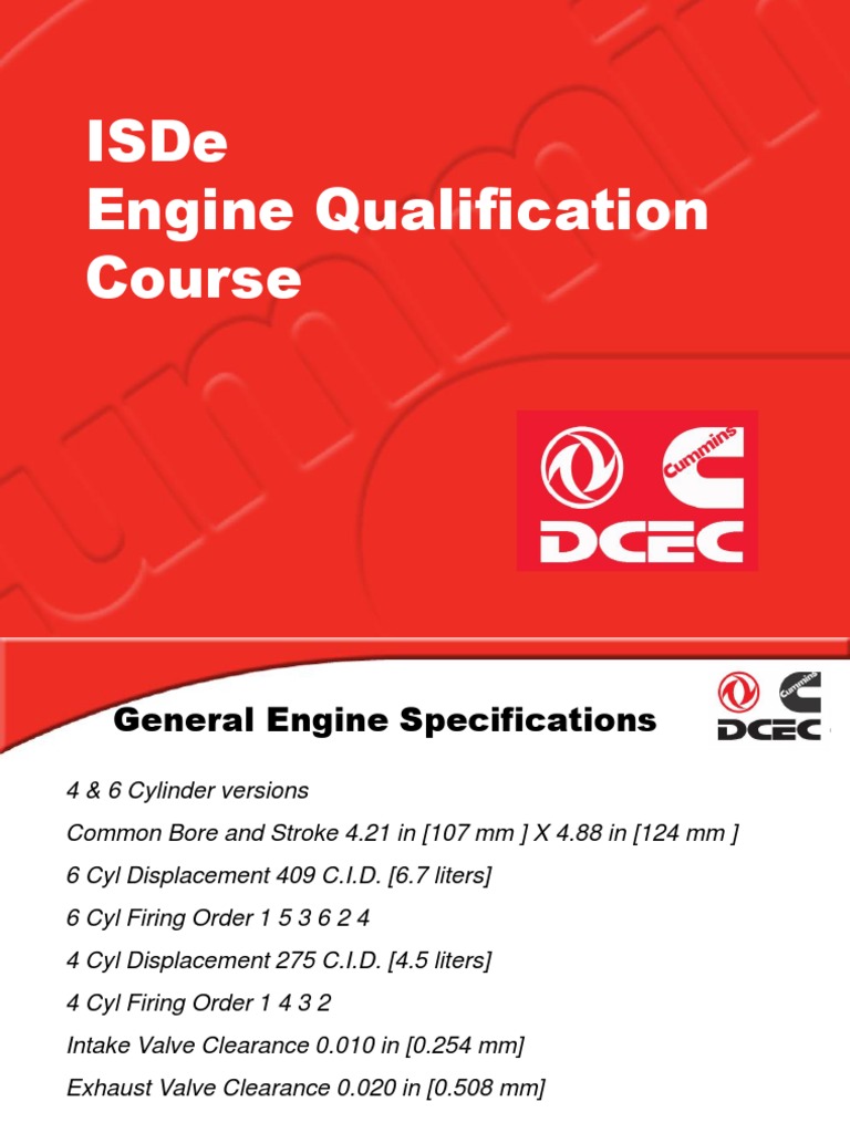 ISDe & ISLe Engine English Training Material | PDF | Piston | Fuel Injection