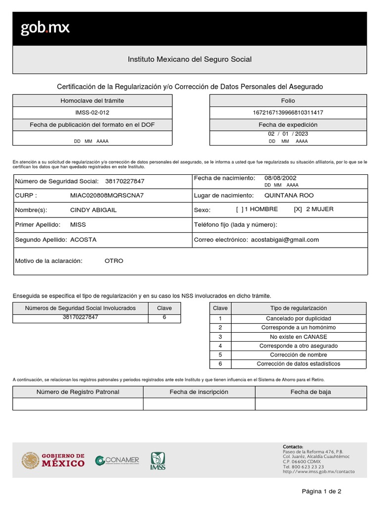 Certificación de Regularización IMSS | PDF | Gobierno