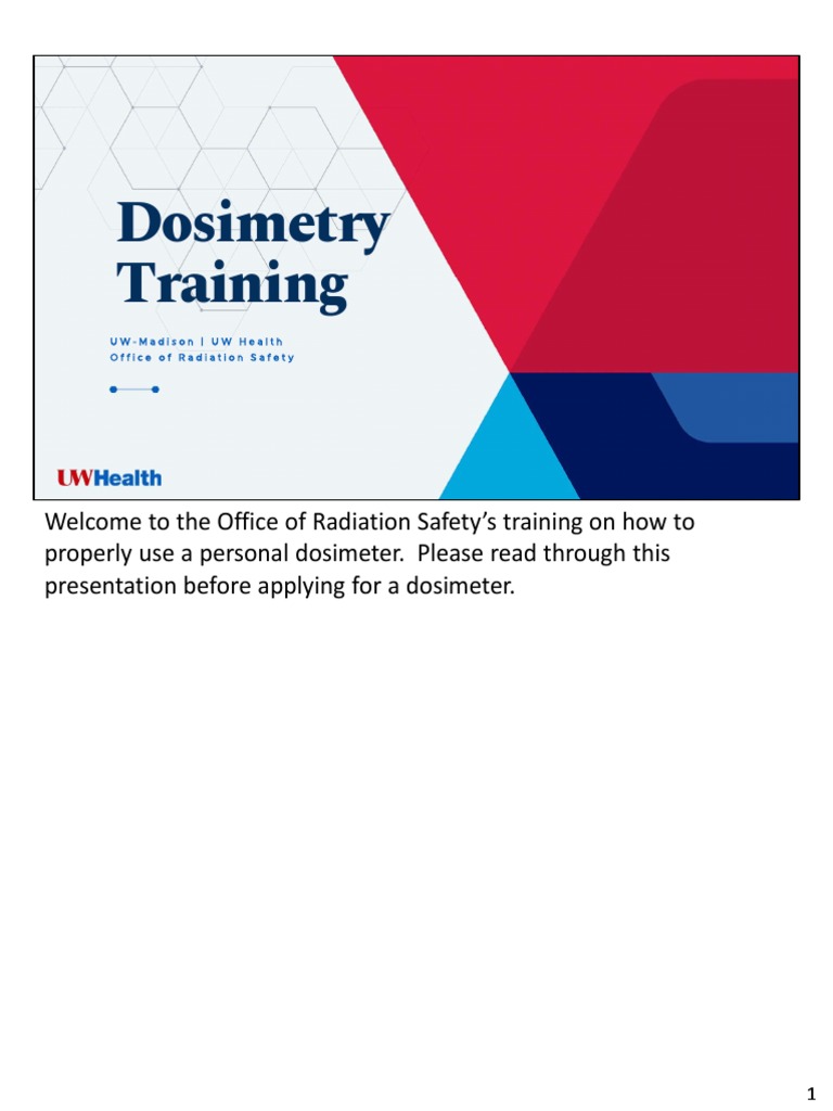 Dosimetry Training Handout Final | PDF | Dosimetry | Radiation Protection