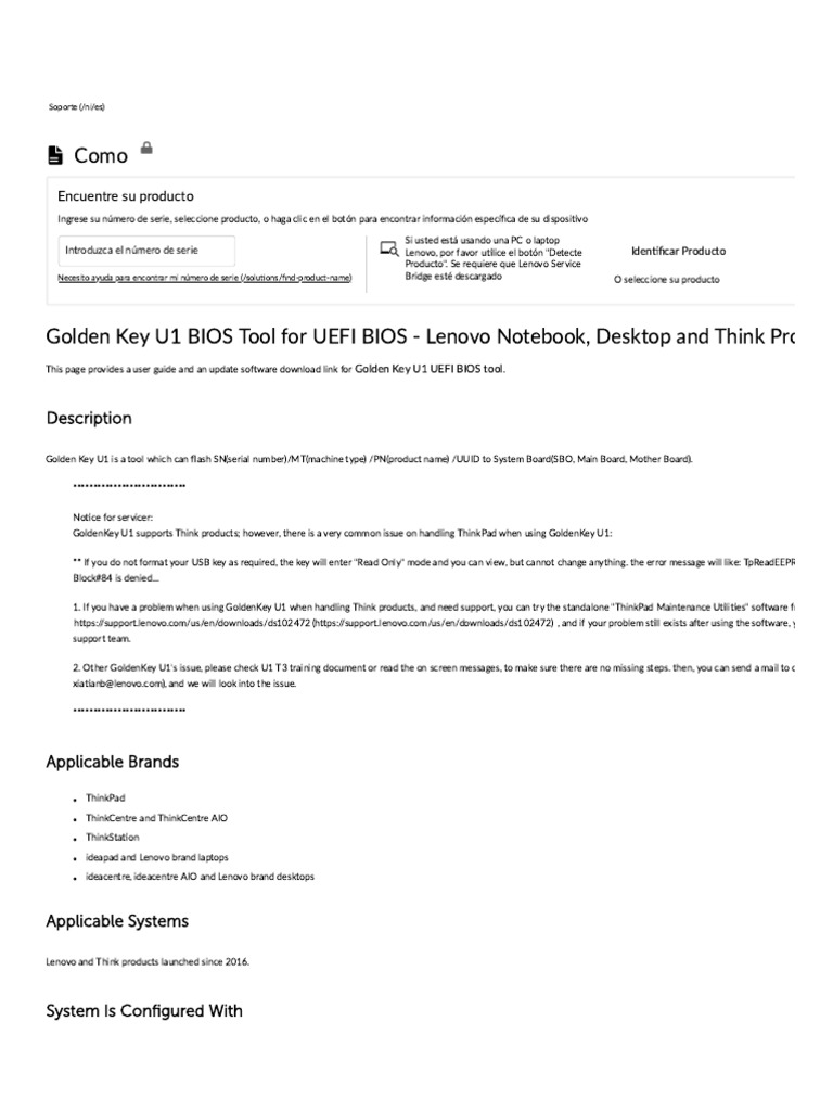 Golden Key U1 BIOS Tool For UEFI BIOS | PDF