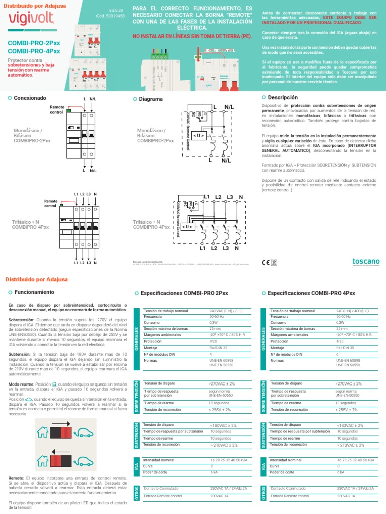 Manual Usuario COMBI PRO 2P 4P Toscano | PDF
