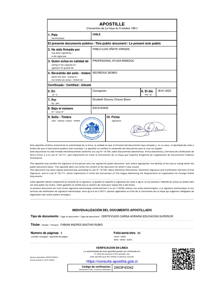 Sello de Apostilla en Chile | PDF