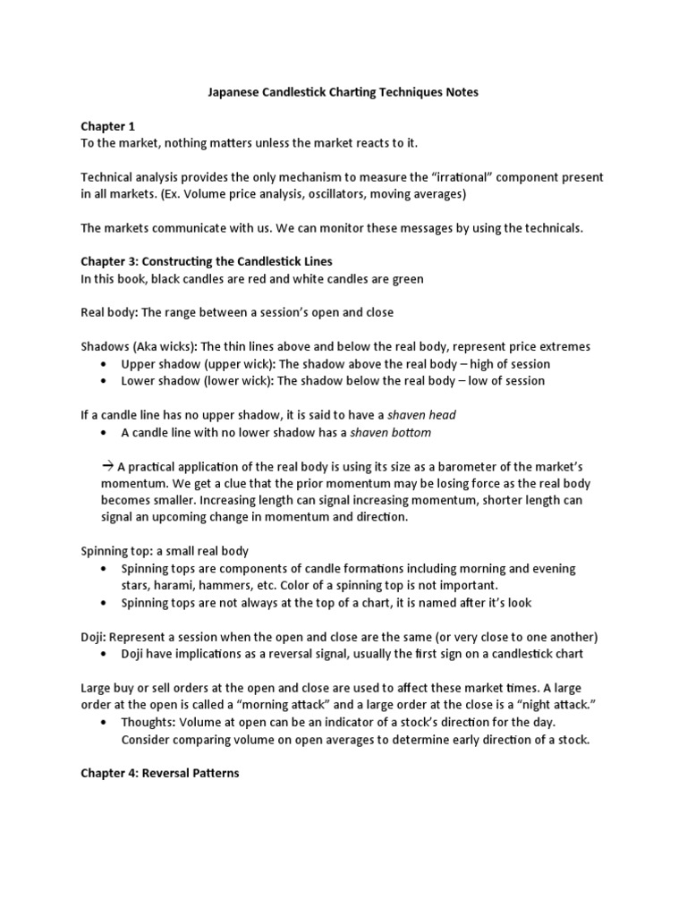 Japanese Candlestick Charting Notes | PDF | Finance & Money Management