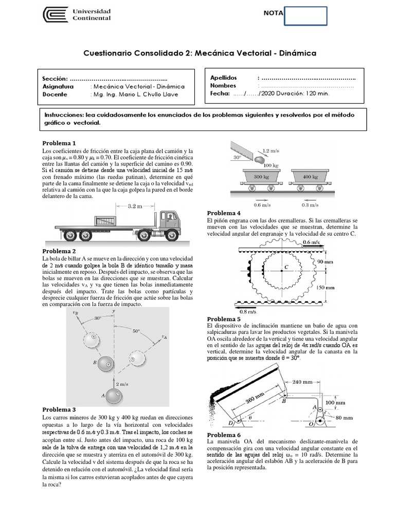 Prueba de Desarrollo I Mecanica Vectorial Dinamica Rev 4 | PDF | Velocidad | Aceleración