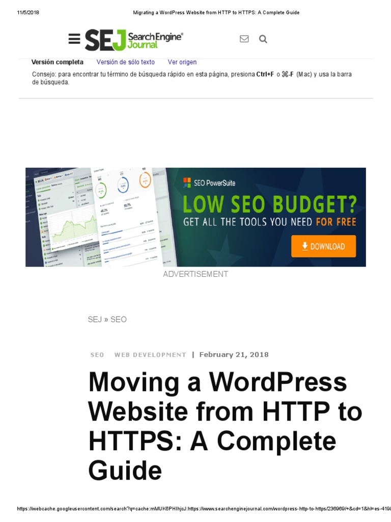 Migrating A WordPress Website From HTTP To HTTPS - A Complete Guide | PDF | World Wide Web ...