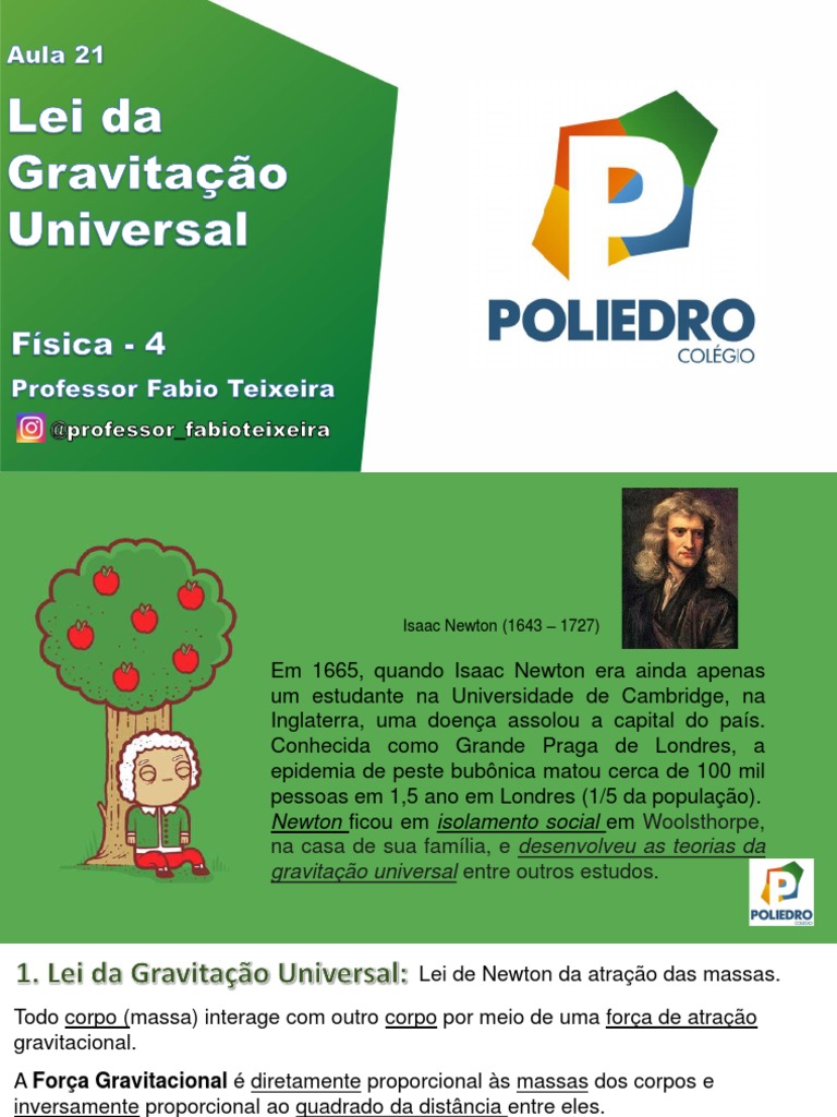 Aula 21 Forca Gravitacional | PDF | Gravidade | Força