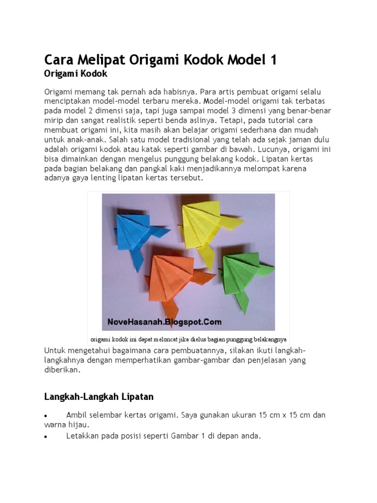 Tutorial Origami Kodok Melompat | PDF