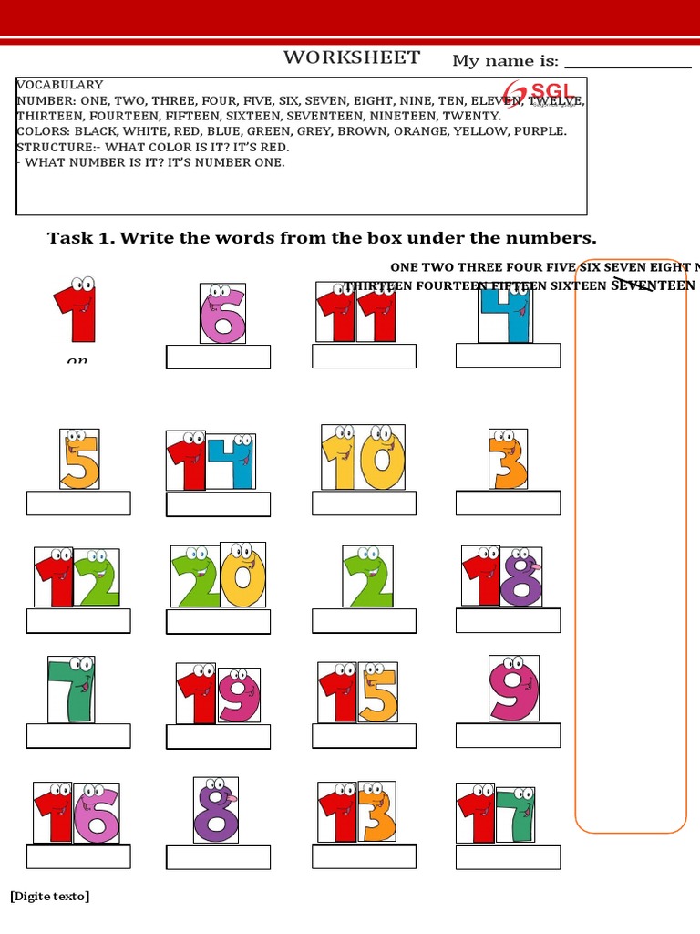 Colors and Numbers Vocabulary Guide | PDF
