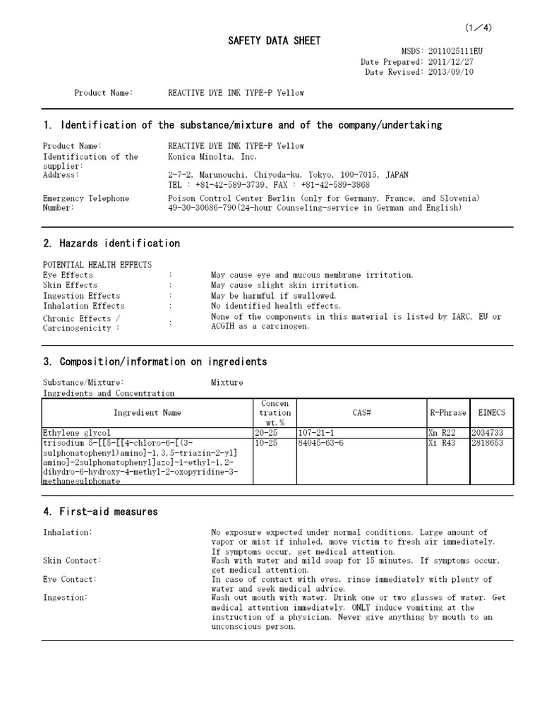 Msds Type-P 2011025111eu 20130910 | PDF