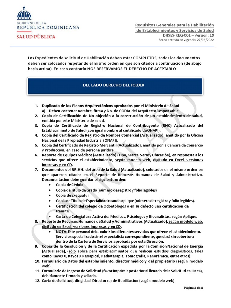 DHSES REQ 001 Requisitos Generales para La Habilitación V19 05 10 2022 ...