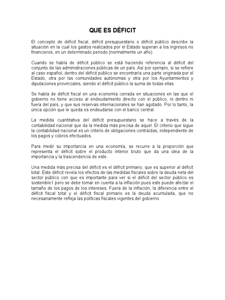 Que Es Déficit | PDF