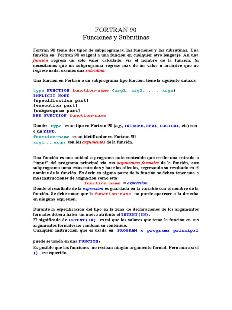 Fortran90 3 | PDF | Lenguaje de programación | Función (Matemáticas)