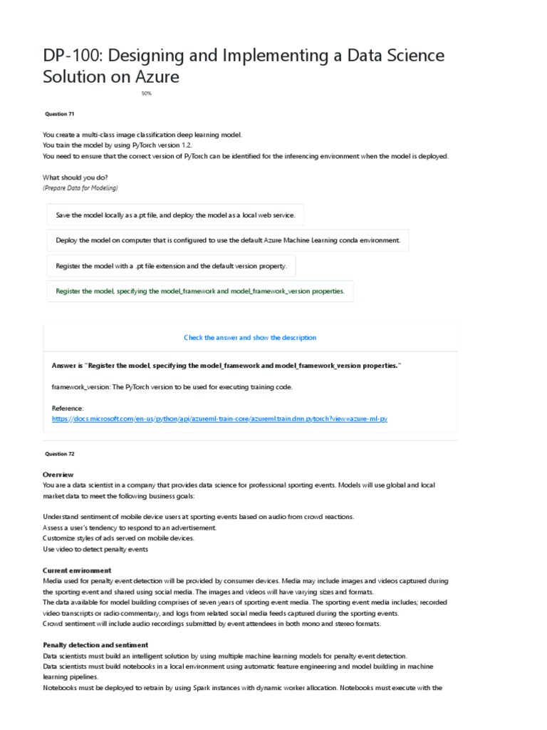 DP-100 Designing and Implementing A | PDF | Statistical Classification | Coefficient Of ...