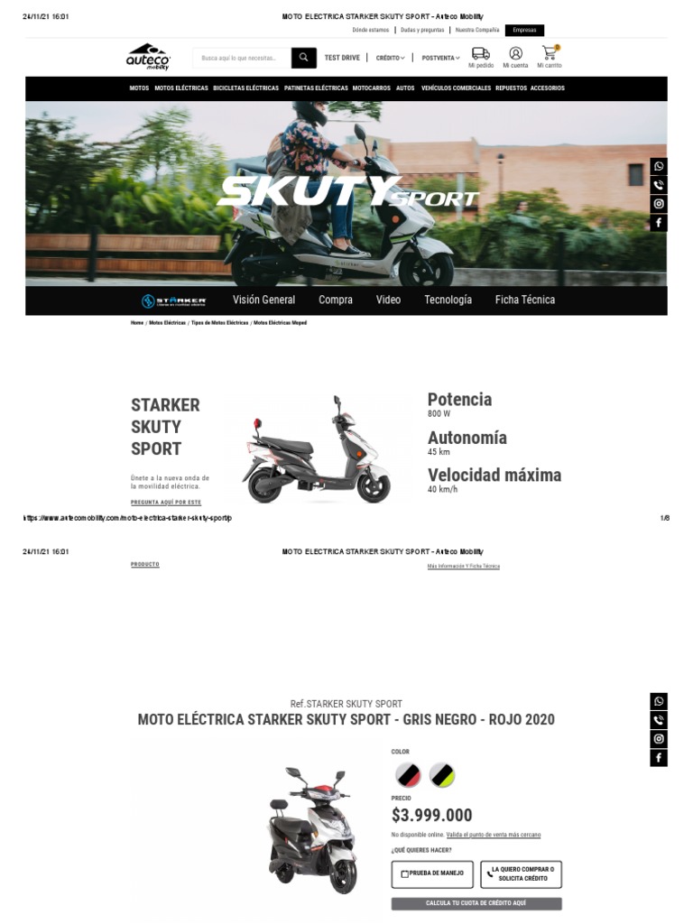 MOTO ELECTRICA STARKER SKUTY SPORT - Auteco Mobility | PDF | Transporte ...
