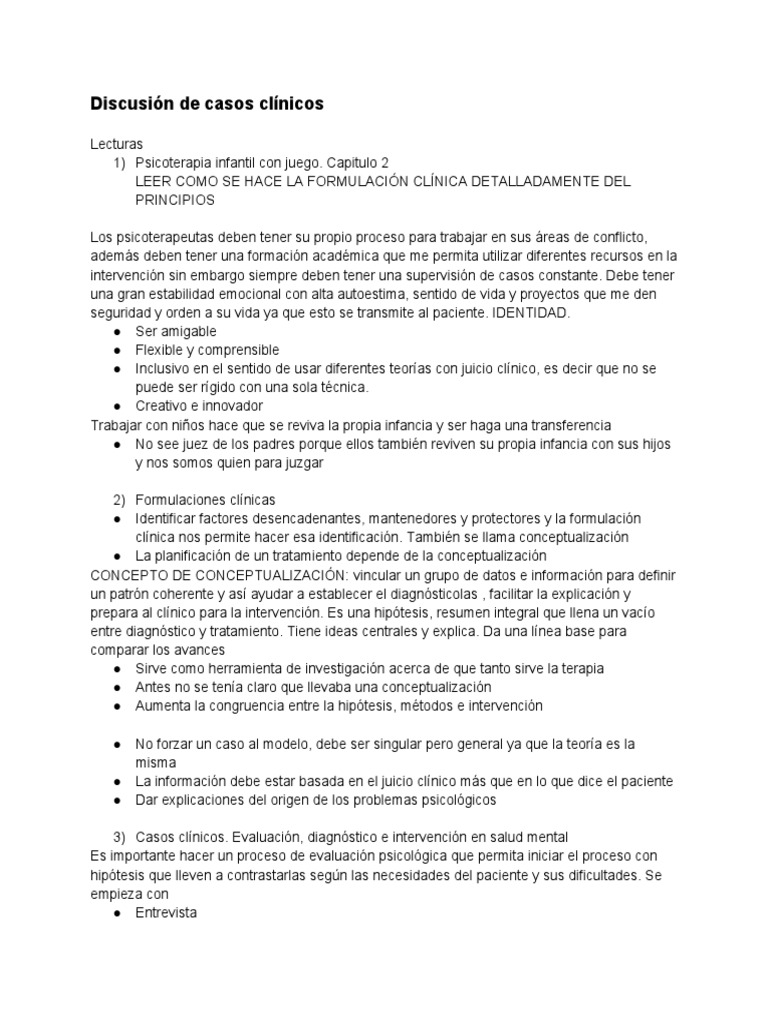 Discusión de Casos Clinicos | PDF | Terapia de conducta cognitiva | Psicoterapia