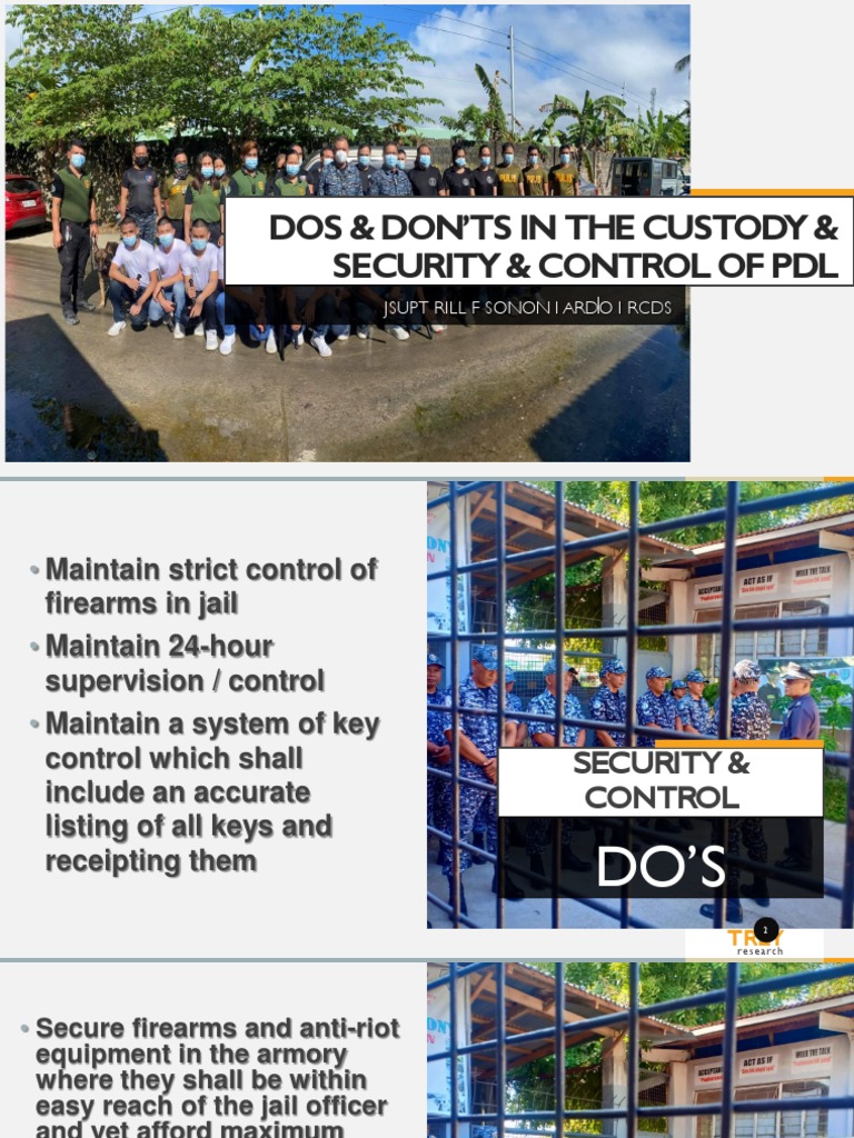 Dos And Donts In The Custody Security And Control Of Pdl Pdf Prison