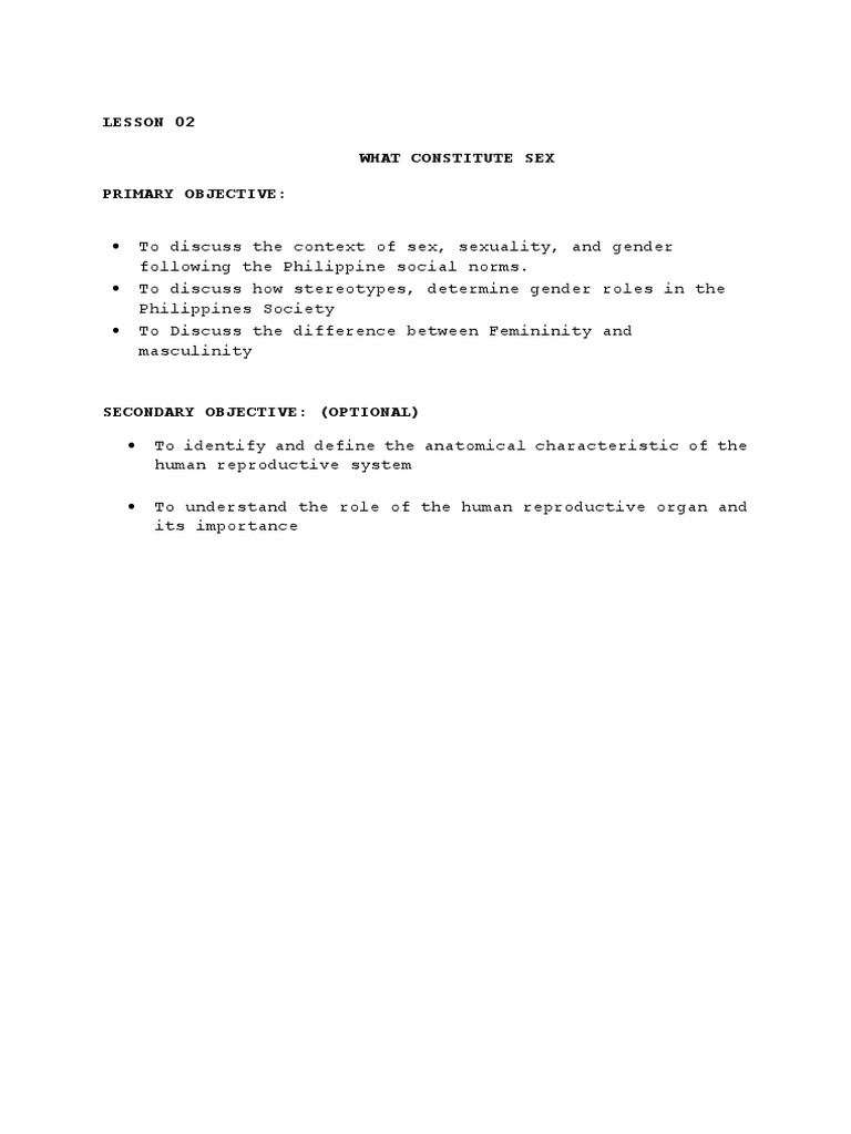 Lesson 02 What Constitute Sex | PDF | Femininity | Gender Role