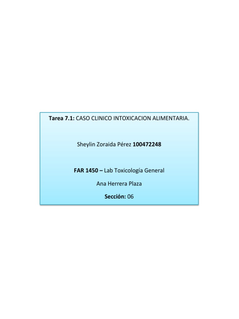 Caso Intoxicacion Alimentaria | PDF | Enfermedades transmitidas por ...