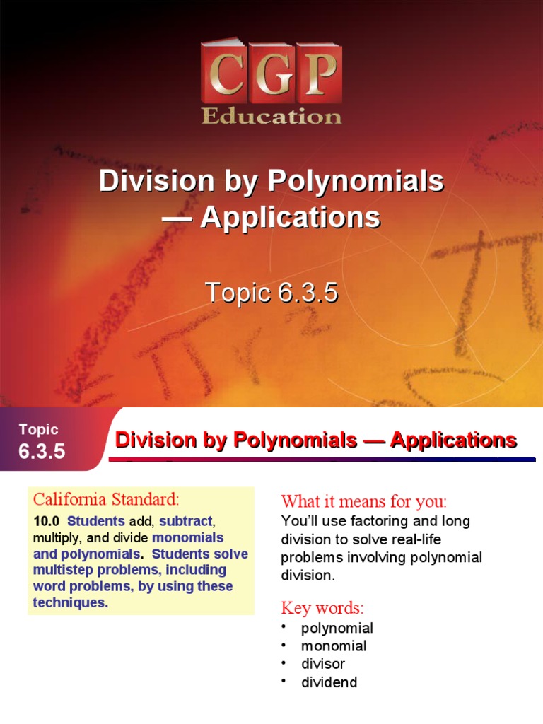 10division of Polynomials-Application | PDF | Area | Polynomial