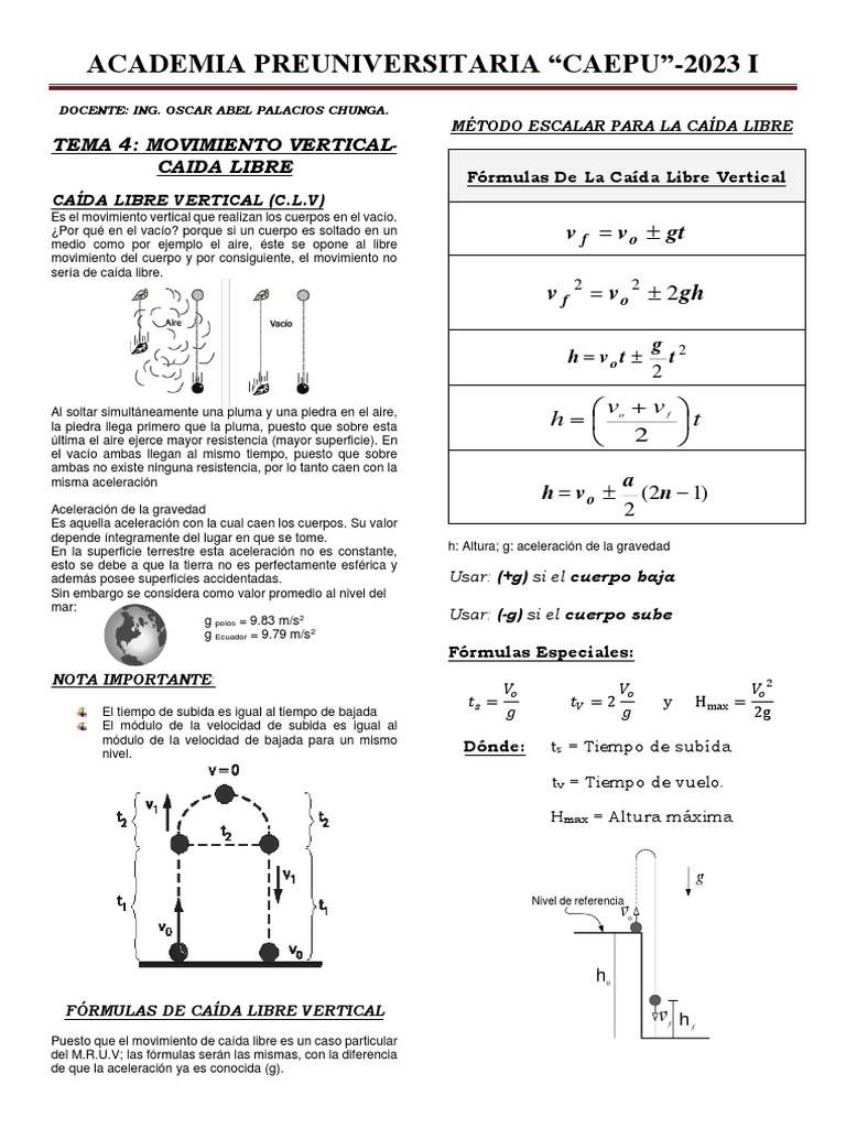 Tema 4 - Caida Libre-Caepu 2023-I | PDF | Física | Física teórica Tema 4 - Caida Libre-Caepu 2023-I | PDF | Física | Física teórica