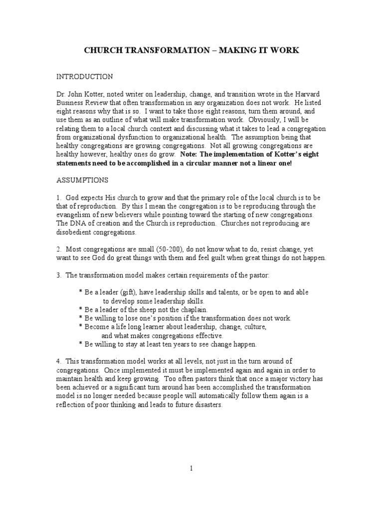 Church Transformation by Paul Borden | PDF | Laity | Leadership