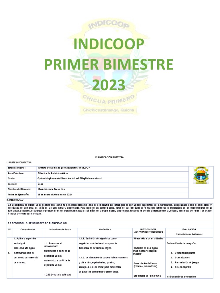Formato Planificación Didáctica de Matemática Didactica de Mate Docx | PDF | Aprendizaje ...