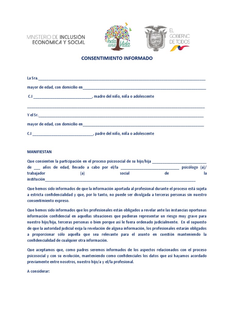 Consentimiento y Asentimiento Informado | PDF