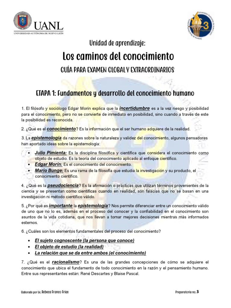 Los Caminos Del Conocimiento GUiA GLOBAL | PDF | Conocimiento | Método ...