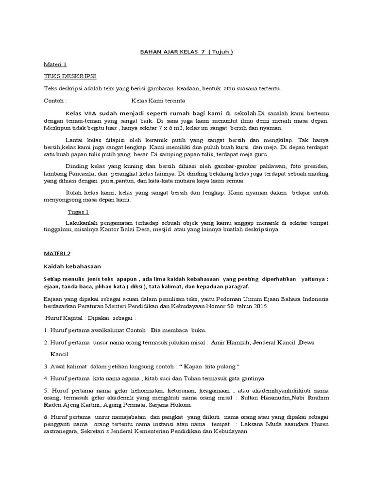 Bahan Ajar Kelas 7 | PDF