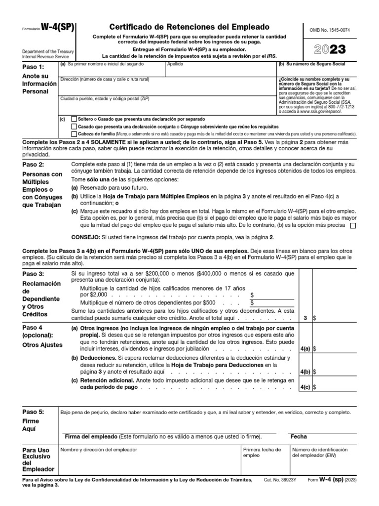 Formato W-4 | PDF | Impuestos | Salario