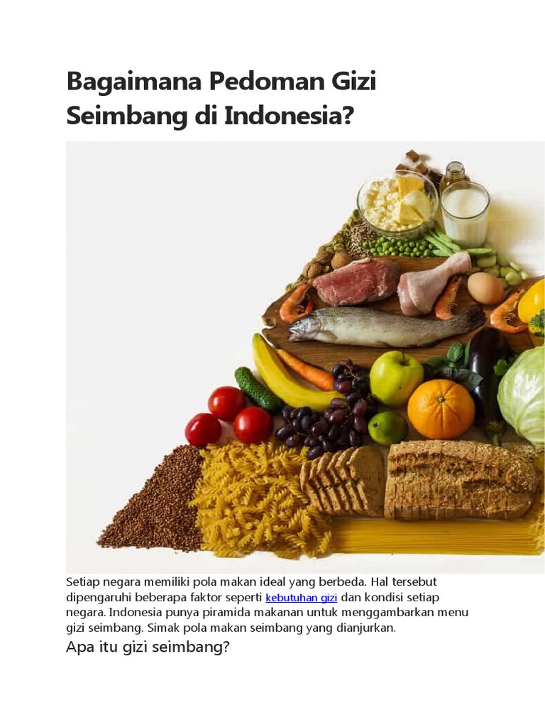 Pedoman Gizi Seimbang Di Indonesia | PDF