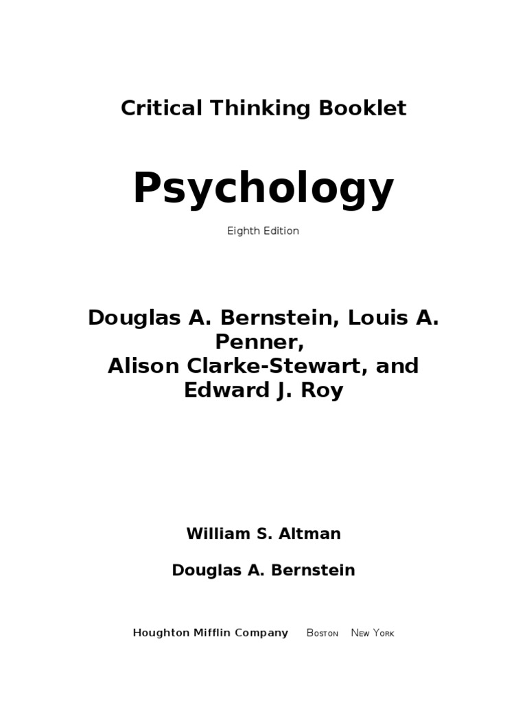 Psychology Critical Thinking Booklet | PDF | No Child Left Behind Act ...