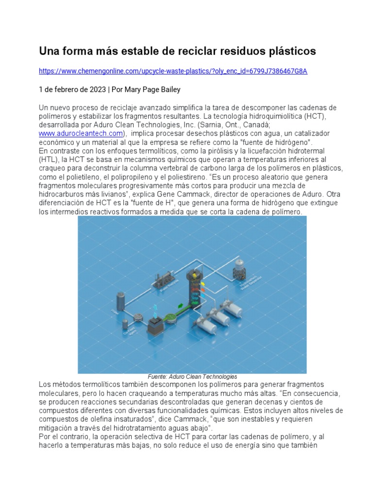 Una Forma Más Estable de Reciclar Residuos Plásticos | PDF | El plastico | Residuos