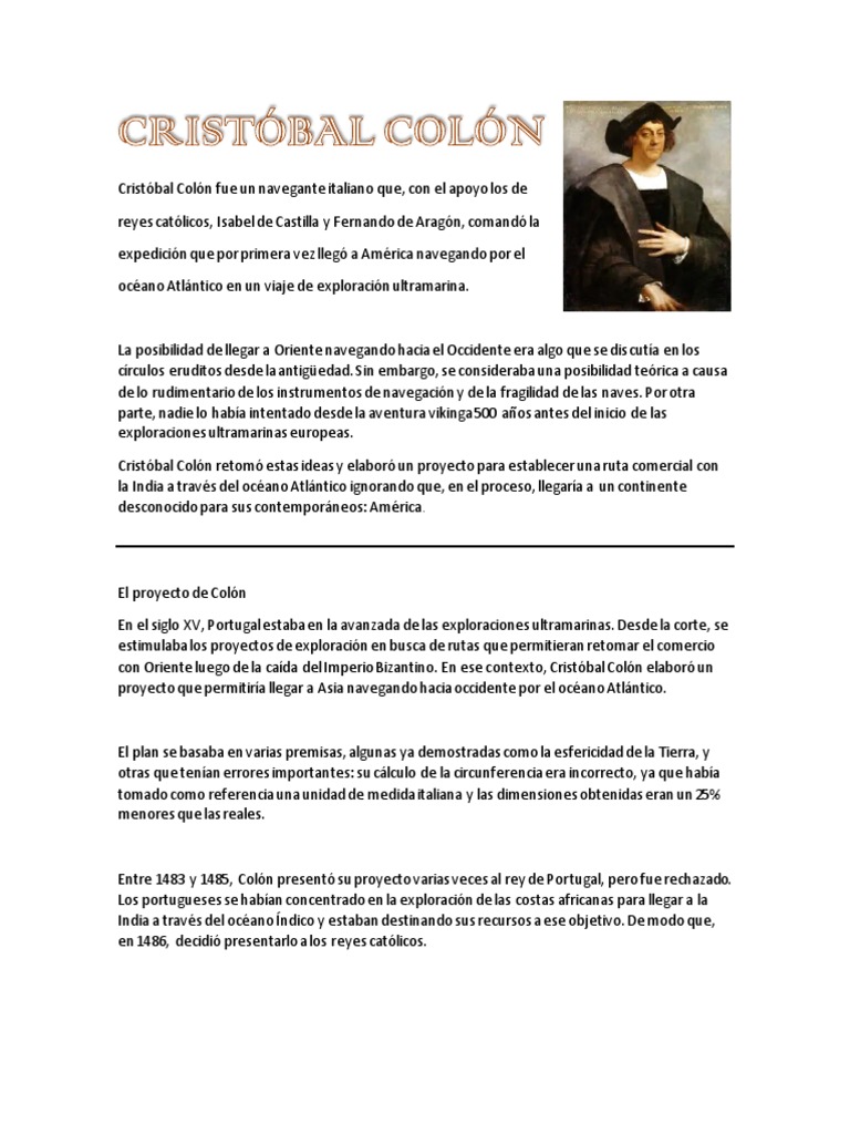 CRISTÓBAL COLÓN Investigacion | PDF | Cristobal colon | Colonización ...