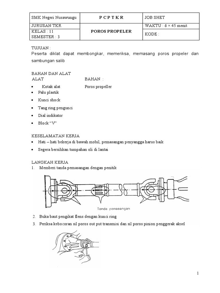 JOB SHET - Poros Propeler | PDF