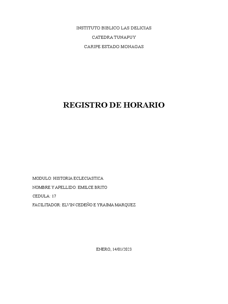 Registro de Horario Emilce | PDF