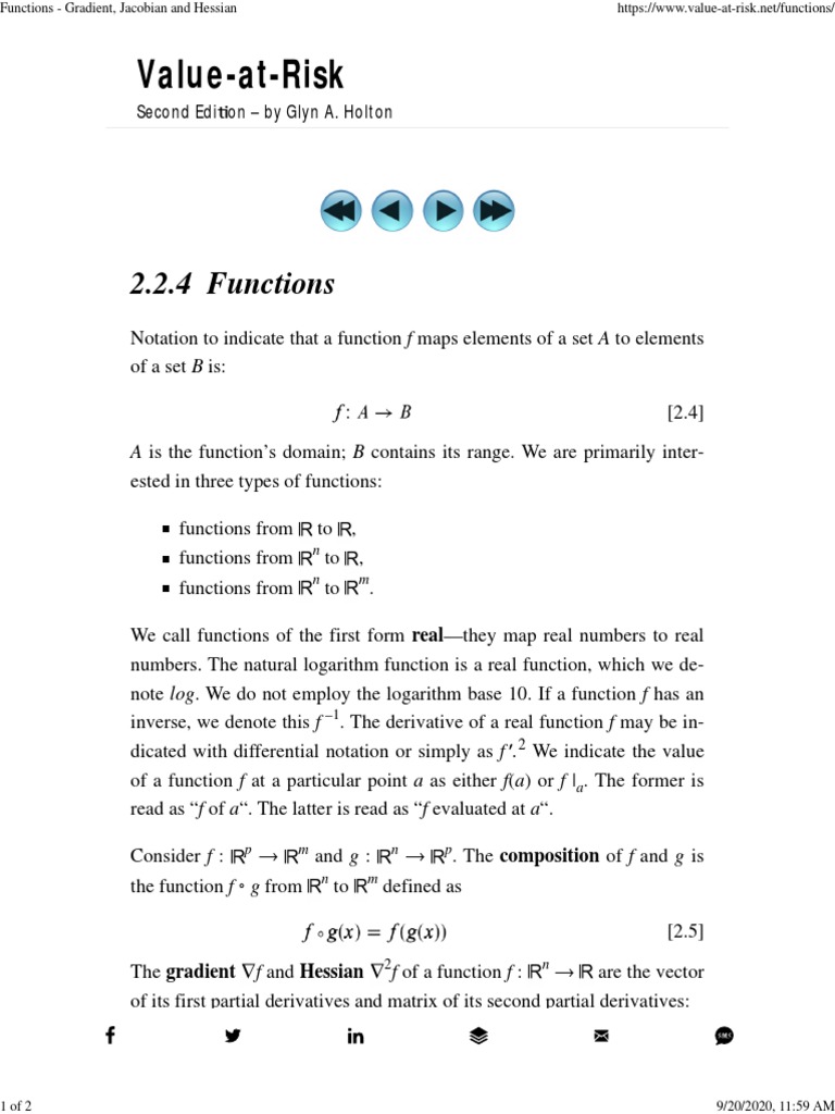 Functions Gradient Jacobian And Hessian Pdf Function Mathematics Gradient