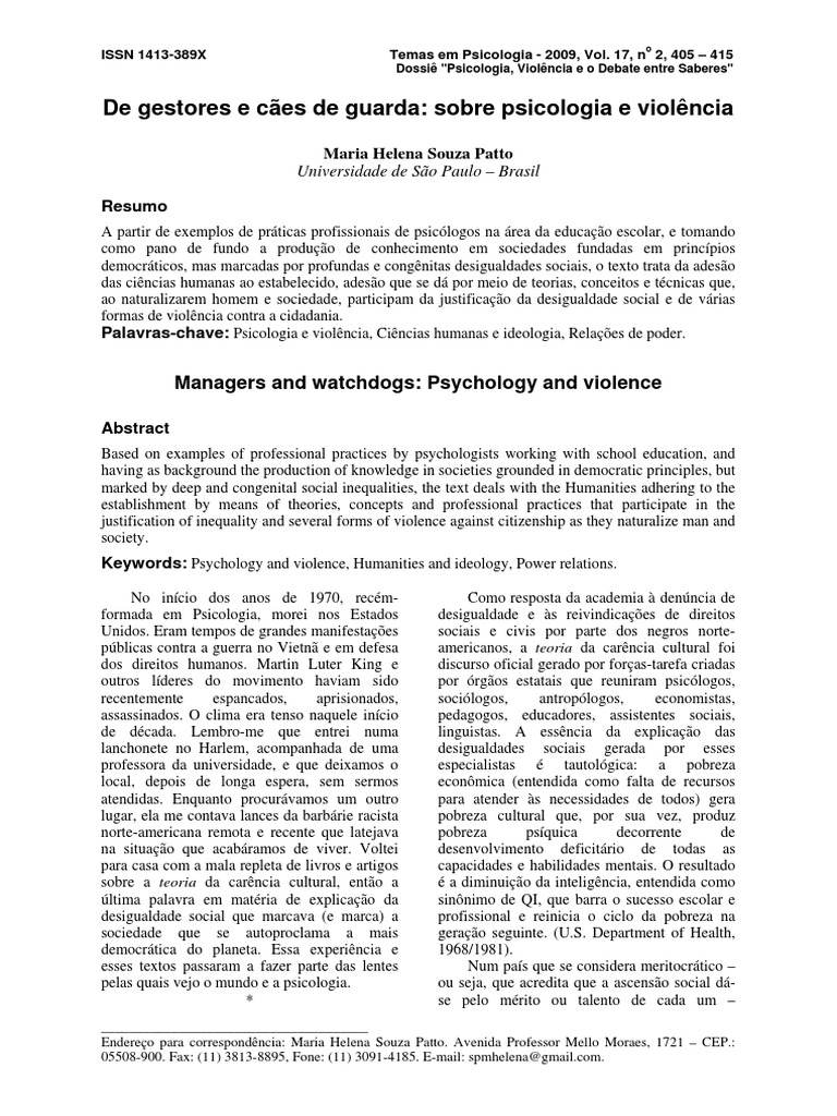 PATTO | PDF | Psicologia | Sociologia